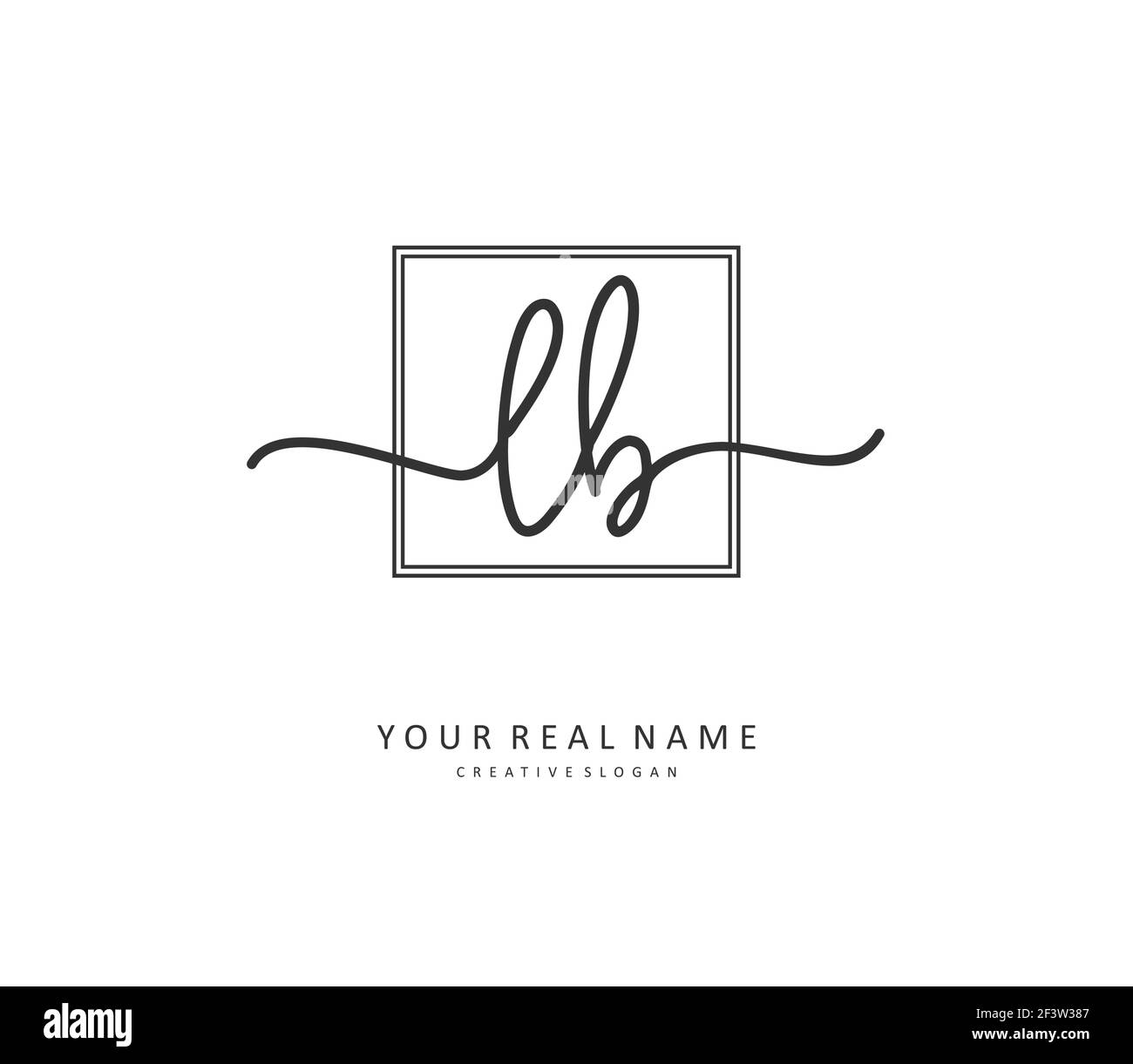 L B LB Initial letter handwriting and signature logo. A concept ...