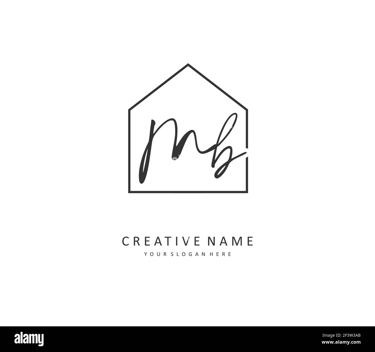 M B MB Initial letter handwriting and signature logo. A concept ...
