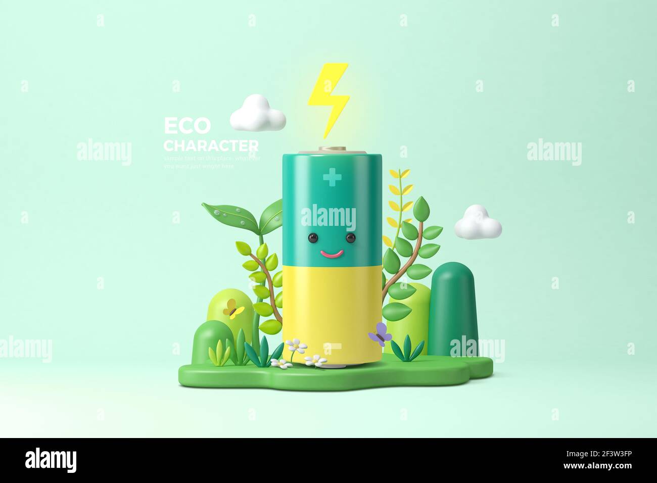 eco friendly 3D rendering character, environment protection concept ...