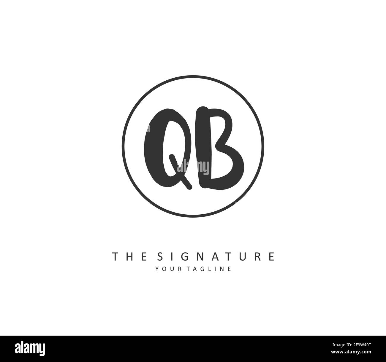 Q B QB Initial letter handwriting and signature logo. A concept ...