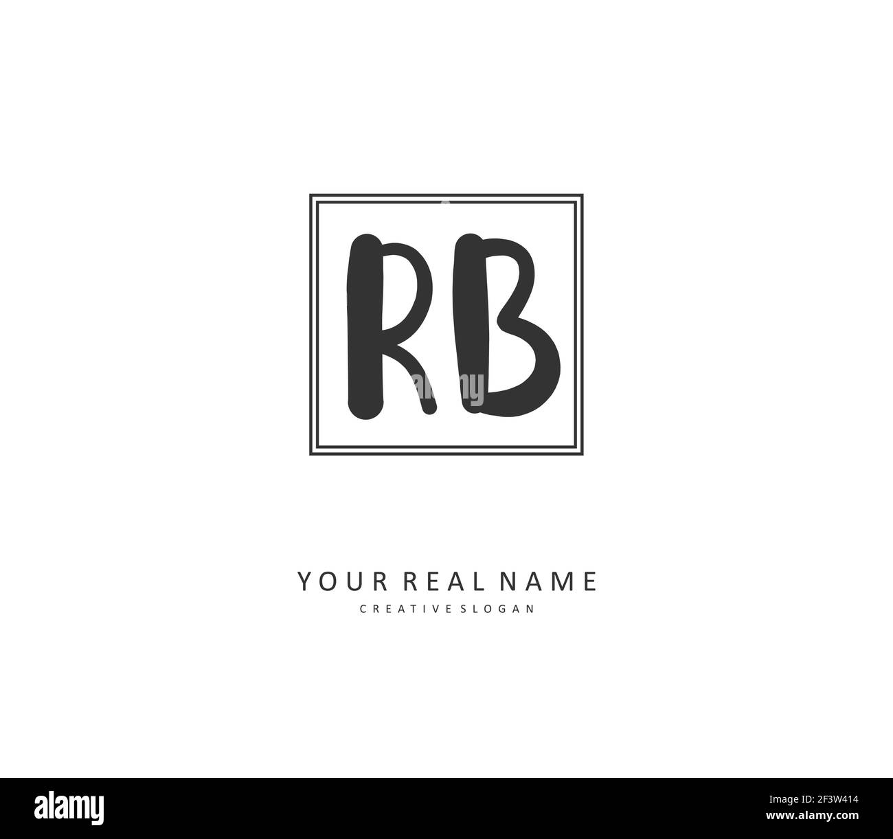 R B RB Initial letter handwriting and signature logo. A concept handwriting initial logo with ...