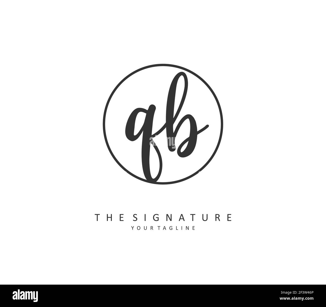 Q B QB Initial letter handwriting and signature logo. A concept ...