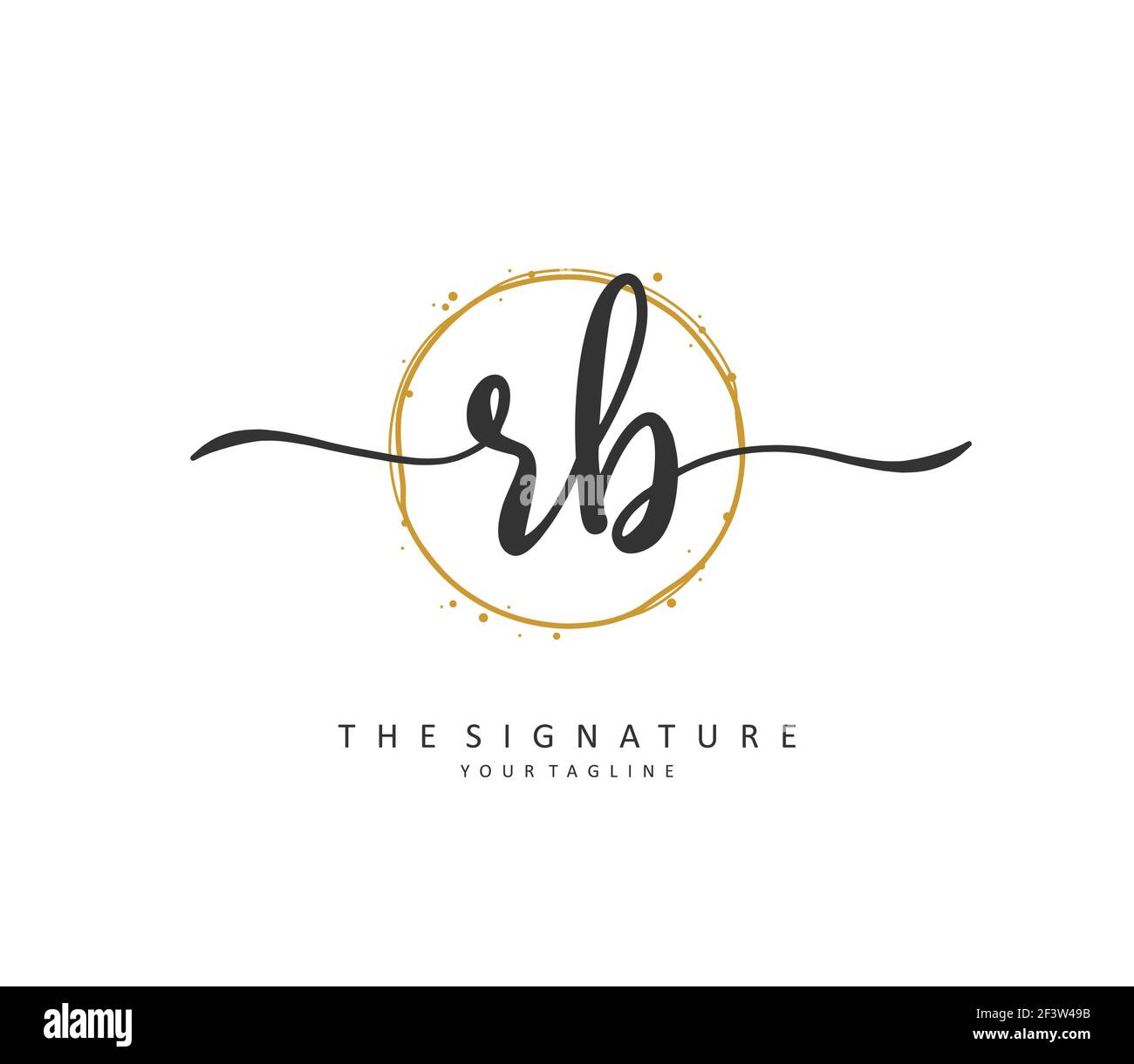 R B RB Initial letter handwriting and signature logo. A concept ...