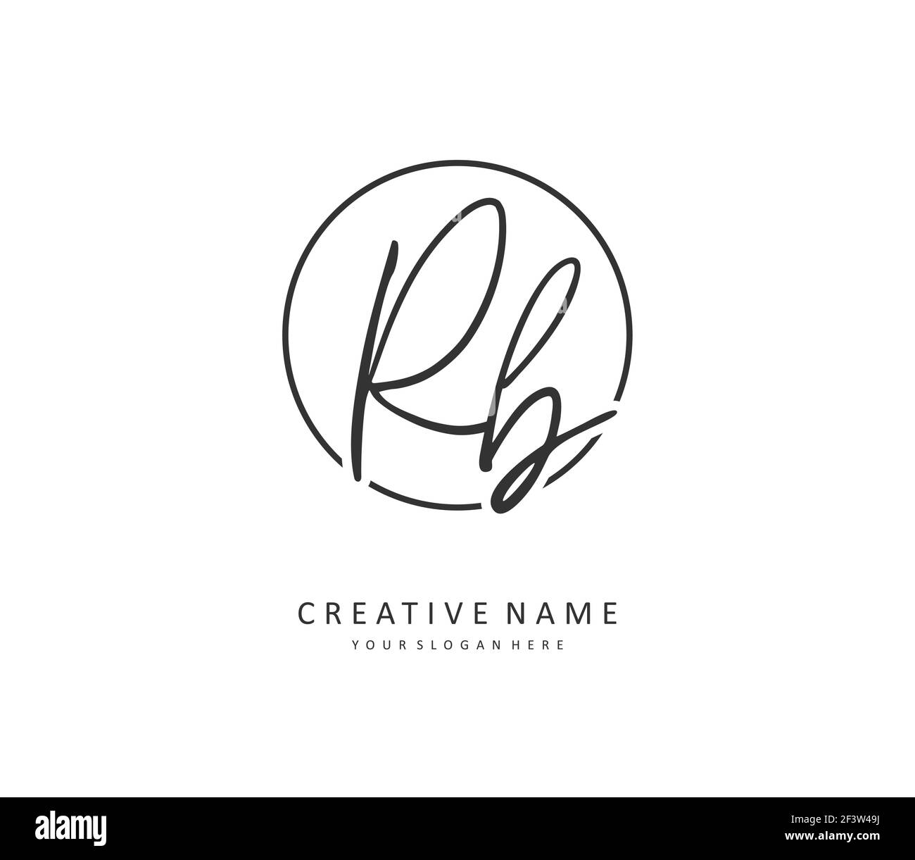 R B RB Initial letter handwriting and signature logo. A concept handwriting initial logo with ...