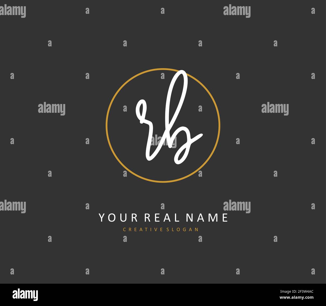 R B RB Initial letter handwriting and signature logo. A concept ...