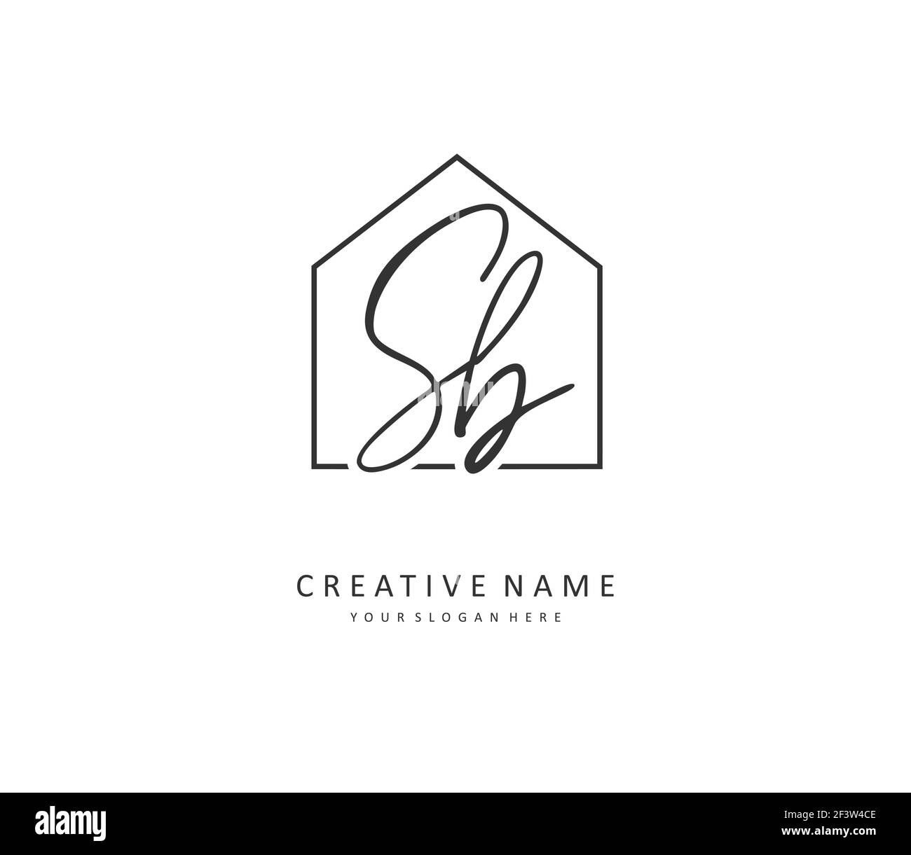 S B SB Initial letter handwriting and signature logo. A concept ...