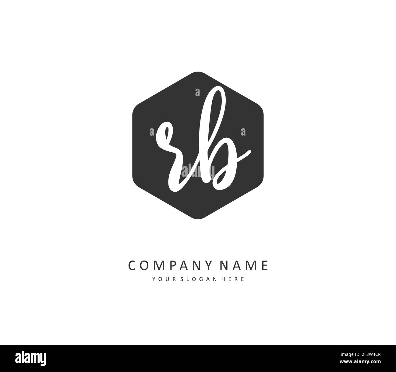 R B RB Initial letter handwriting and signature logo. A concept handwriting initial logo with ...