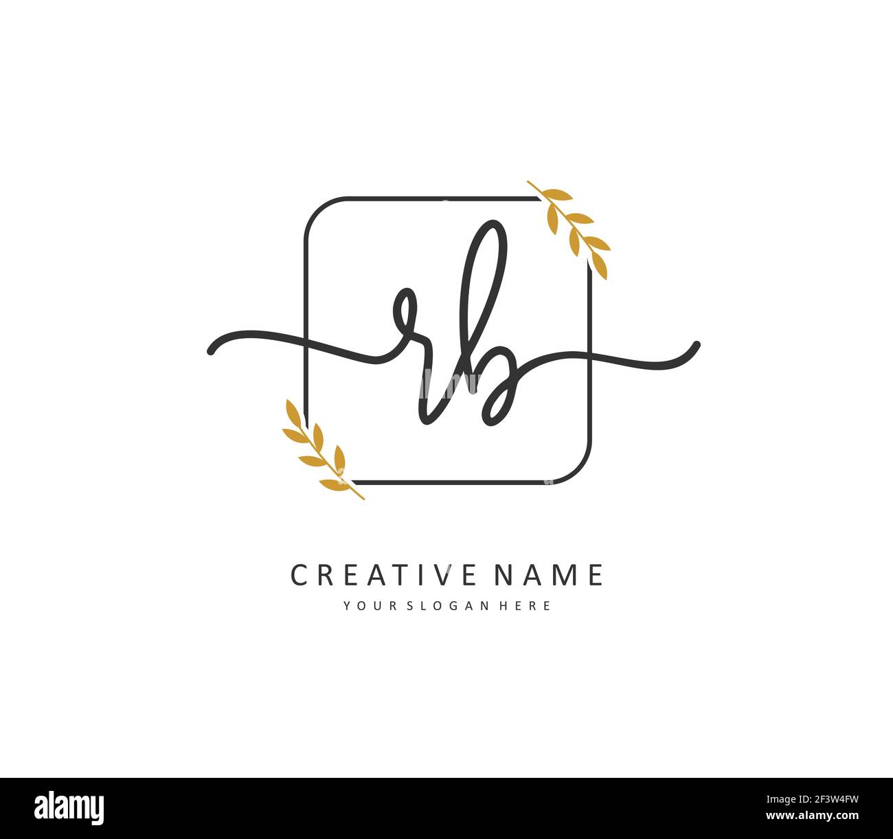 R B RB Initial letter handwriting and signature logo. A concept handwriting initial logo with ...