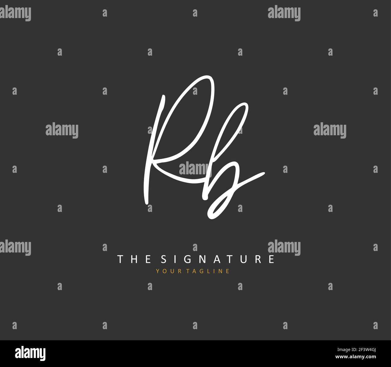R B RB Initial letter handwriting and signature logo. A concept handwriting initial logo with ...