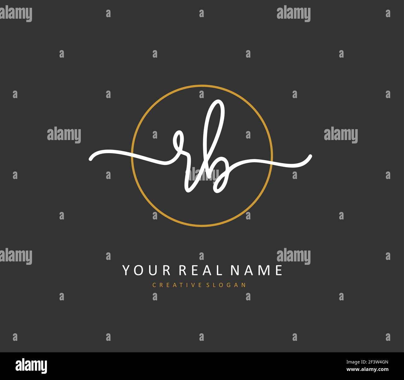 R B RB Initial letter handwriting and signature logo. A concept ...