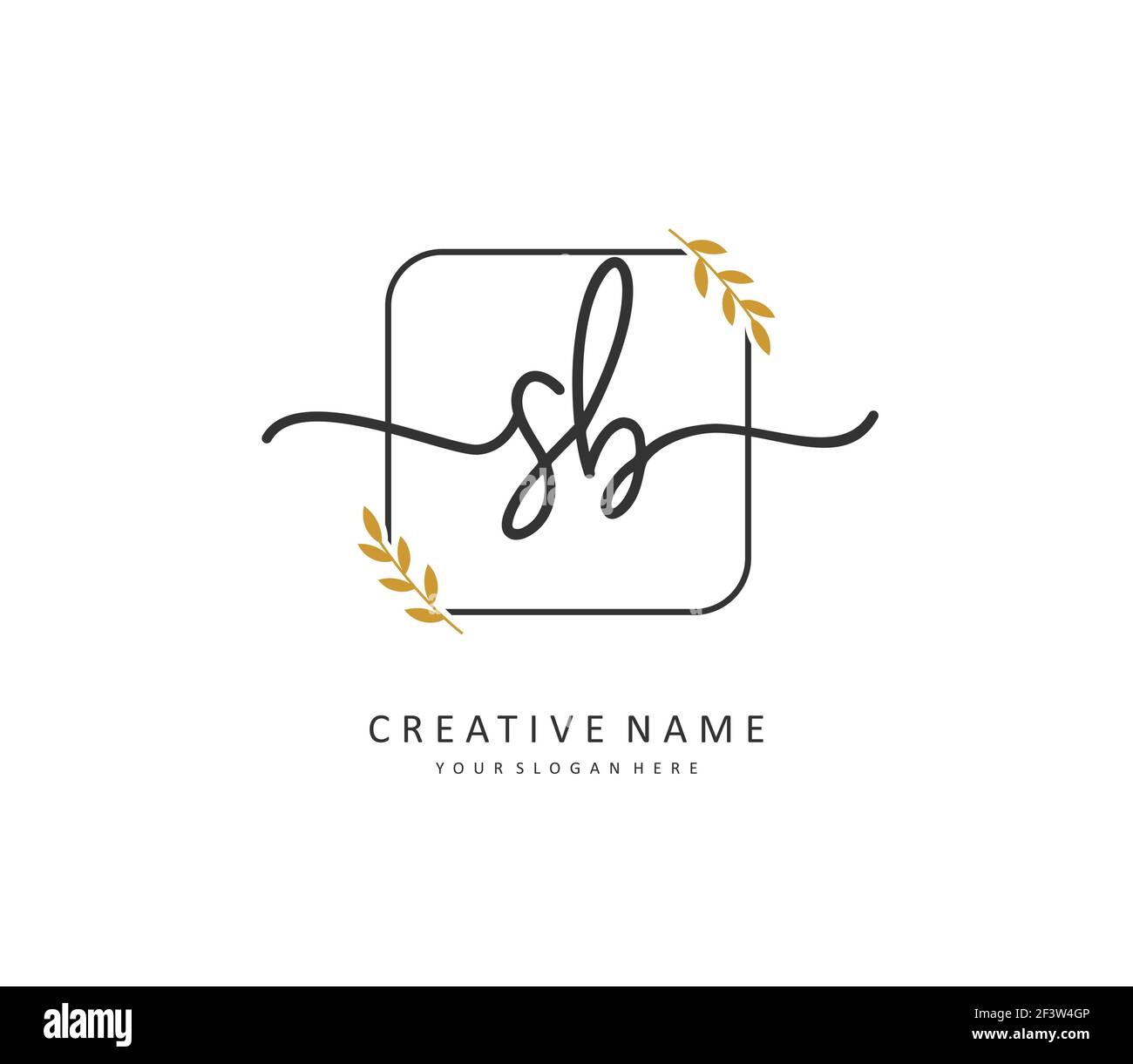 S B SB Initial letter handwriting and signature logo. A concept ...