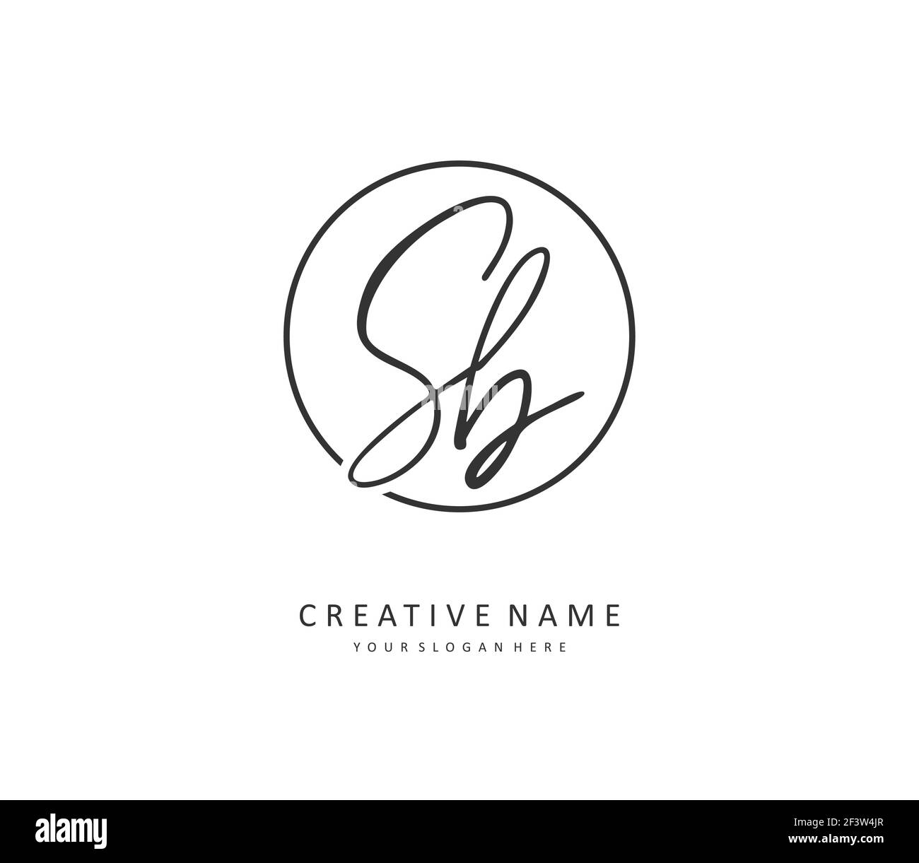 S B SB Initial letter handwriting and signature logo. A concept ...