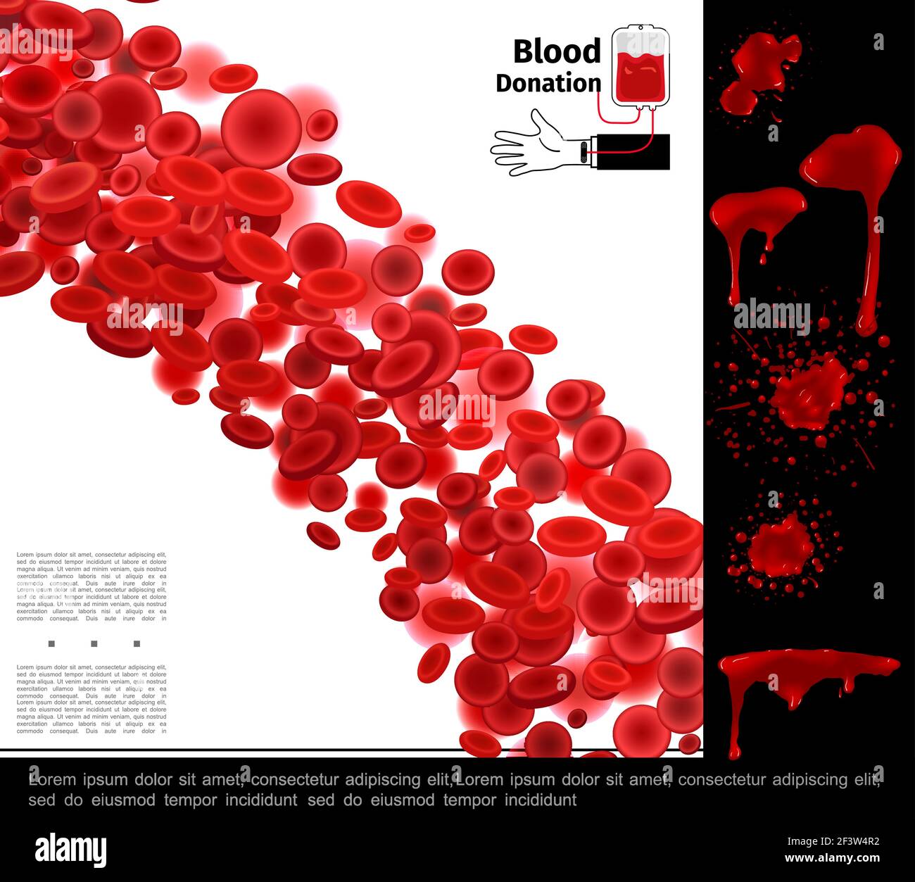 Realistic healthcare colorful concept with blood cells splashes blots ...