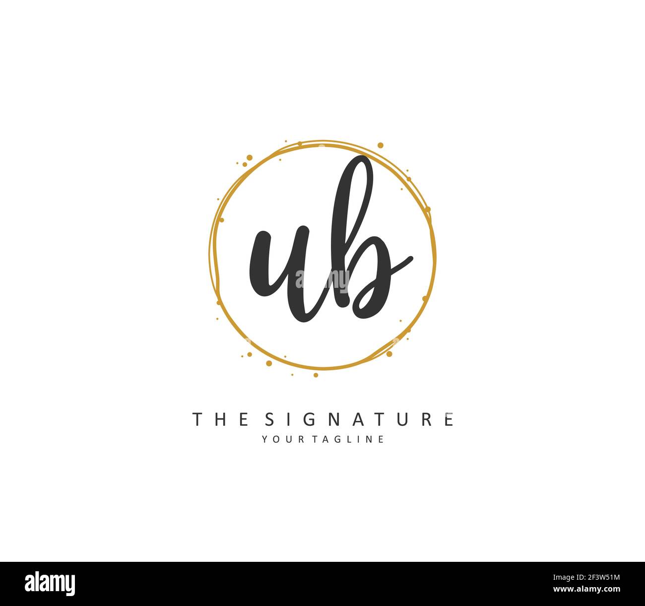 U B UB Initial letter handwriting and signature logo. A concept ...