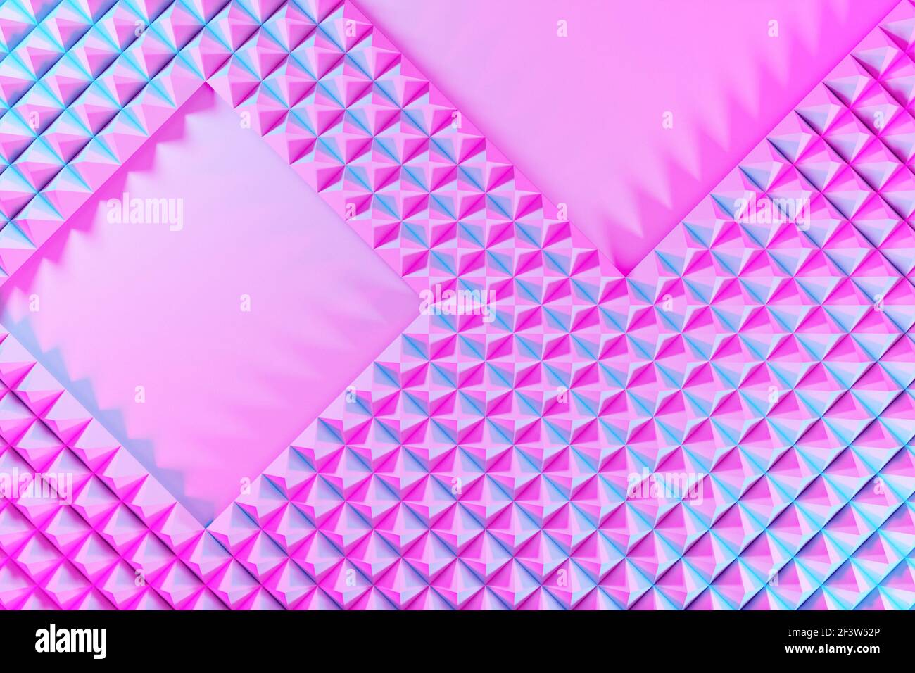 3d illustration of rows of pink polygones. Parallelogram pattern ...
