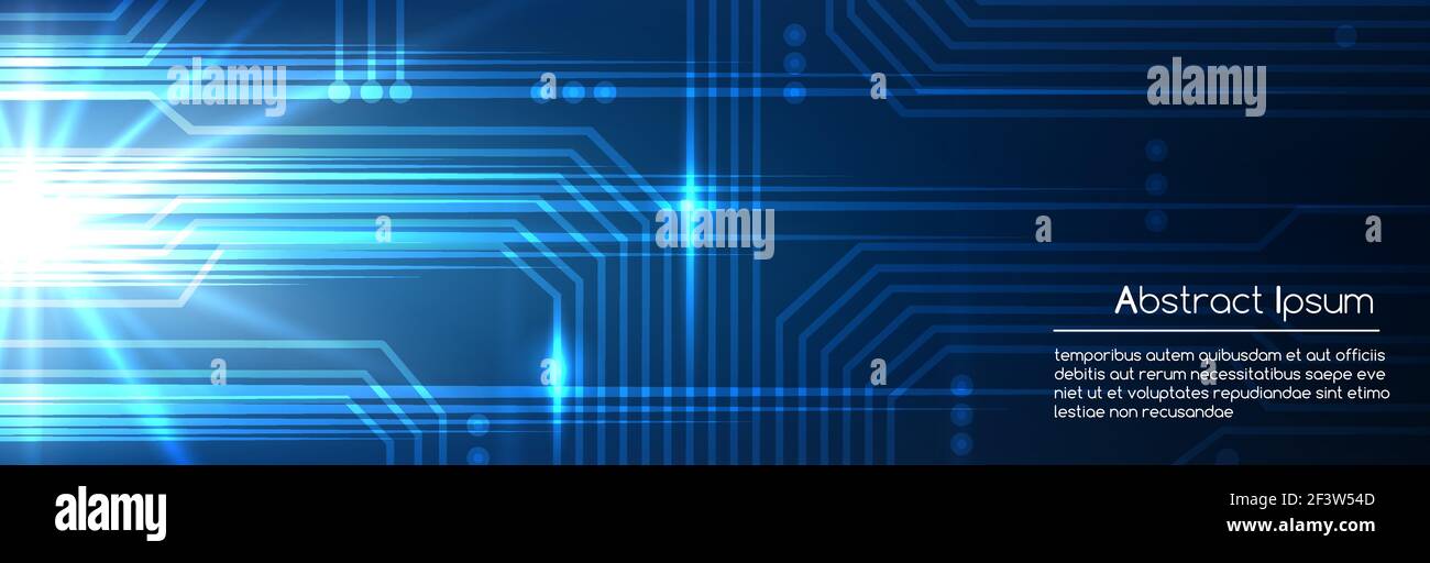 Technologic blue abstract electronic template with digital microchip ...