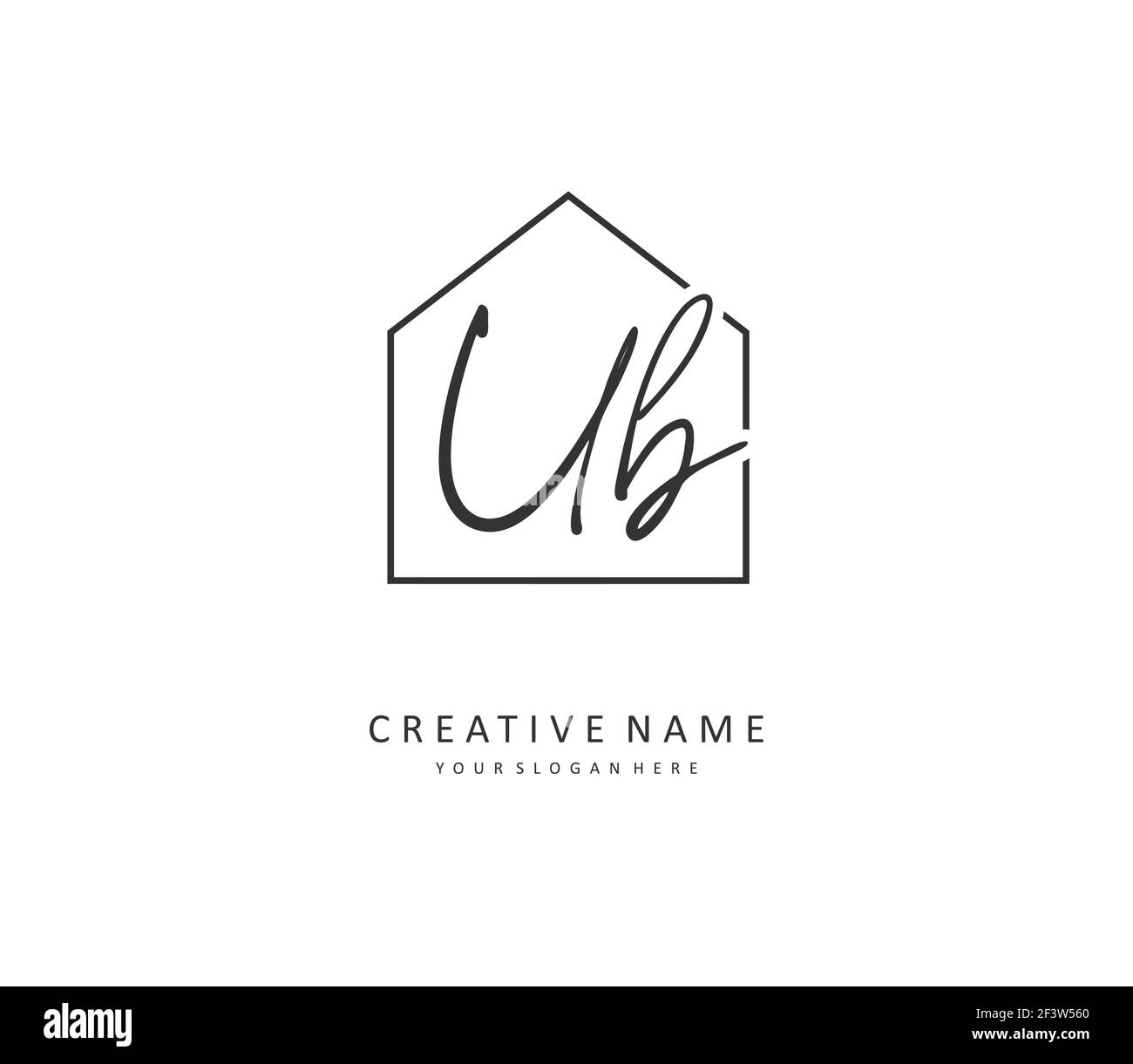 U B UB Initial letter handwriting and signature logo. A concept ...