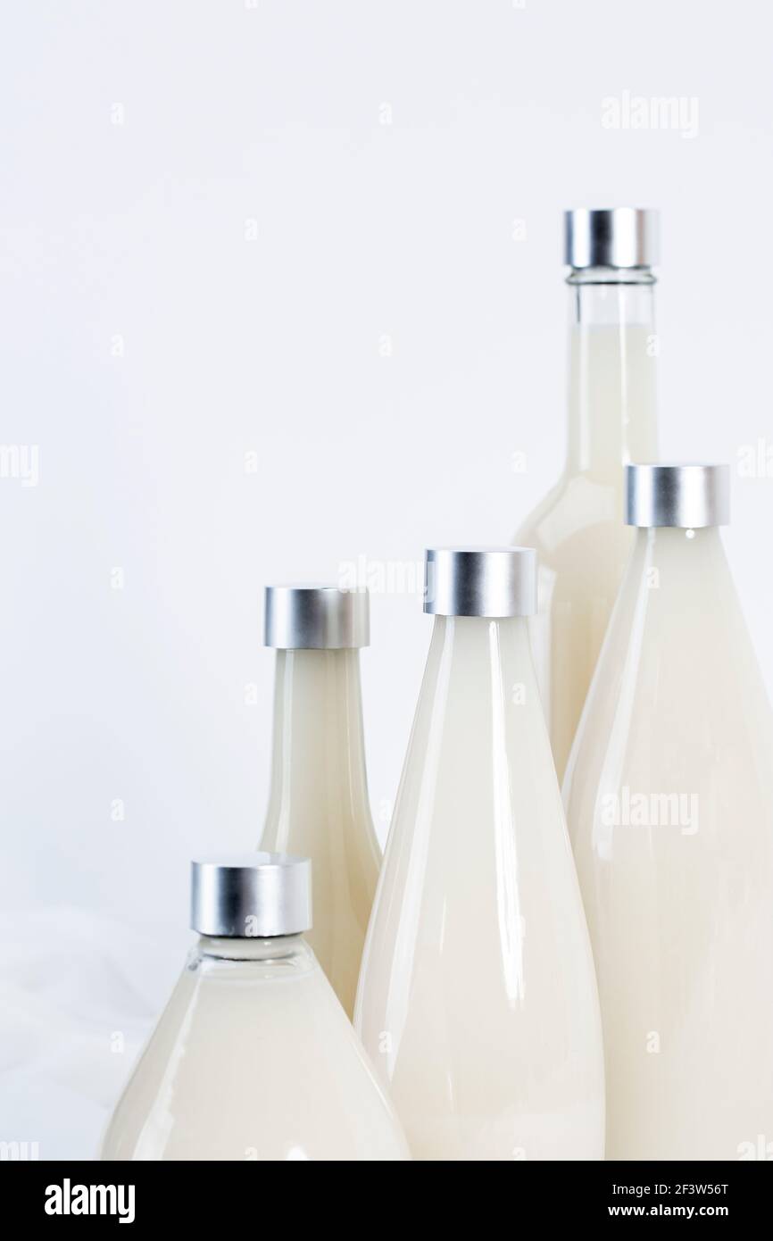 rice wine in glass bottles Stock Photo - Alamy