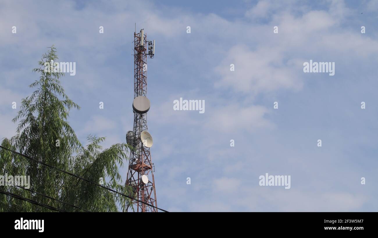 Mobile phone Telecommunication Radio antenna Tower. Cell phone tower ...