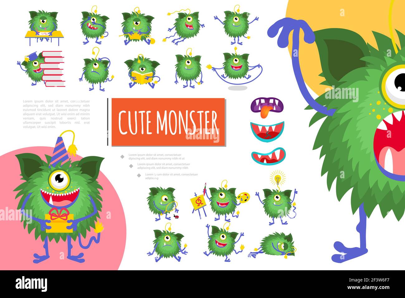 Cute Green Monster Clipart