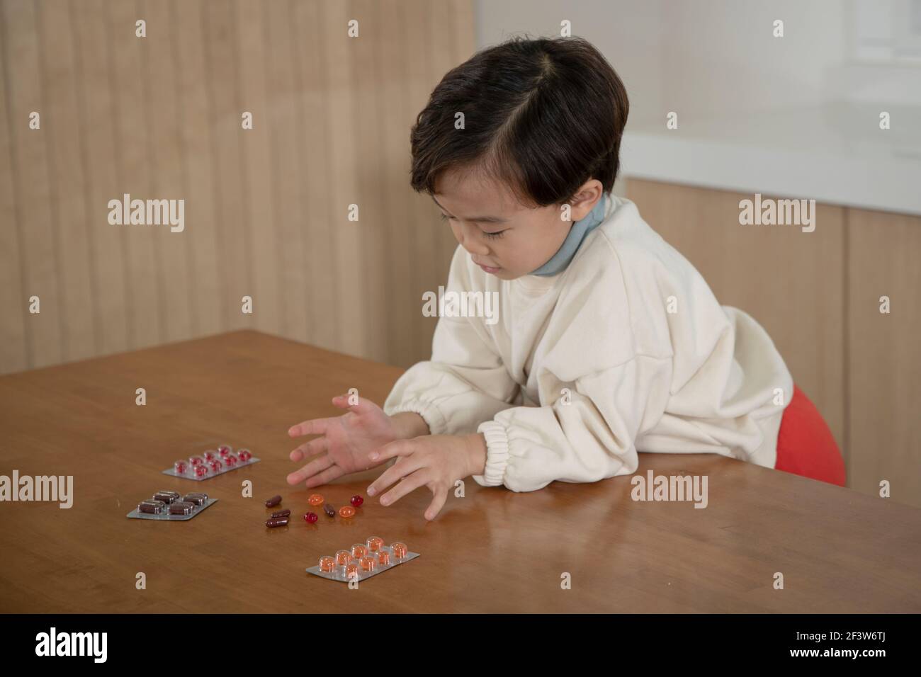 child abuse concept, Asian child with no food at home searching for ...
