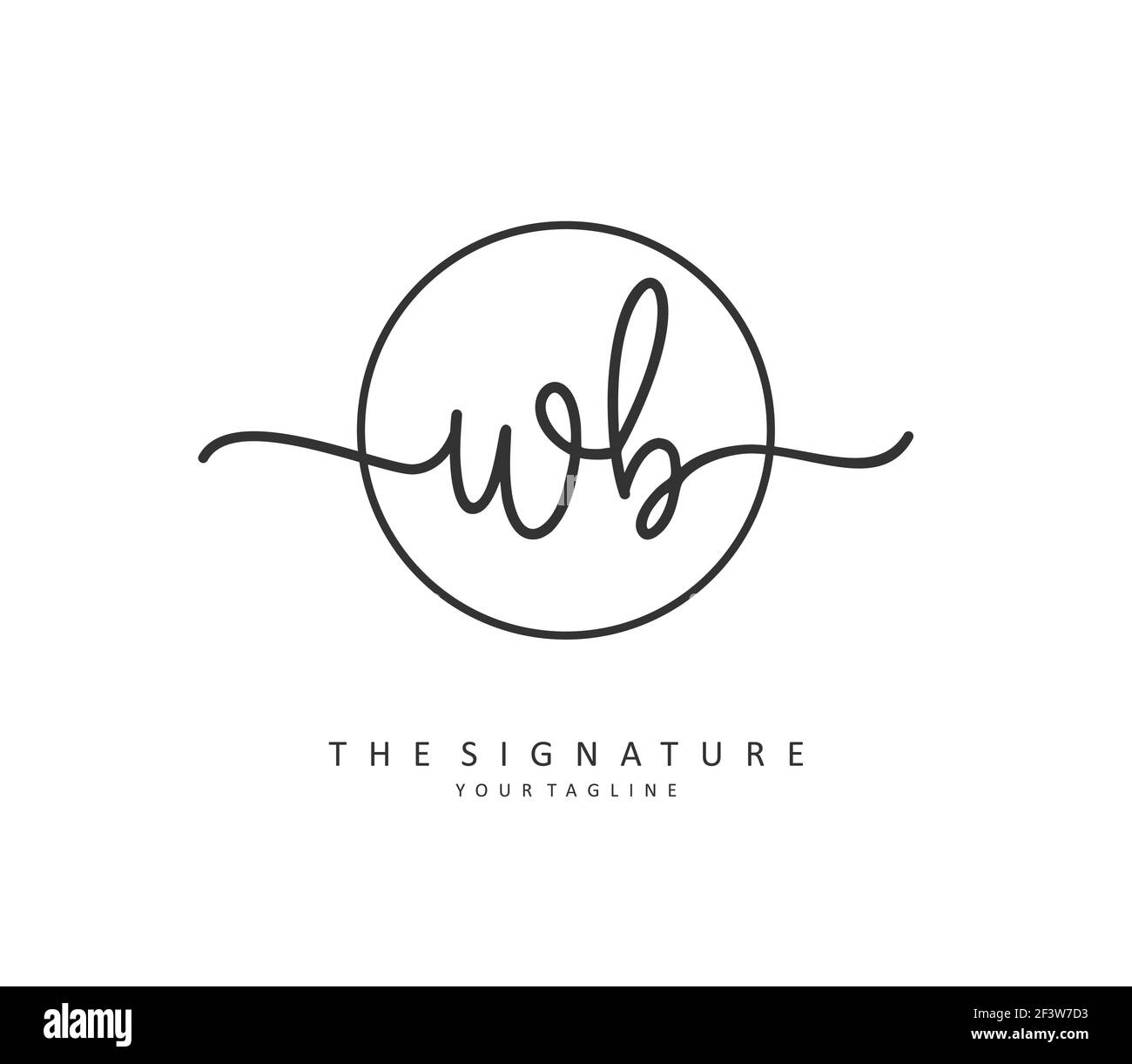W B WB Initial letter handwriting and signature logo. A concept ...
