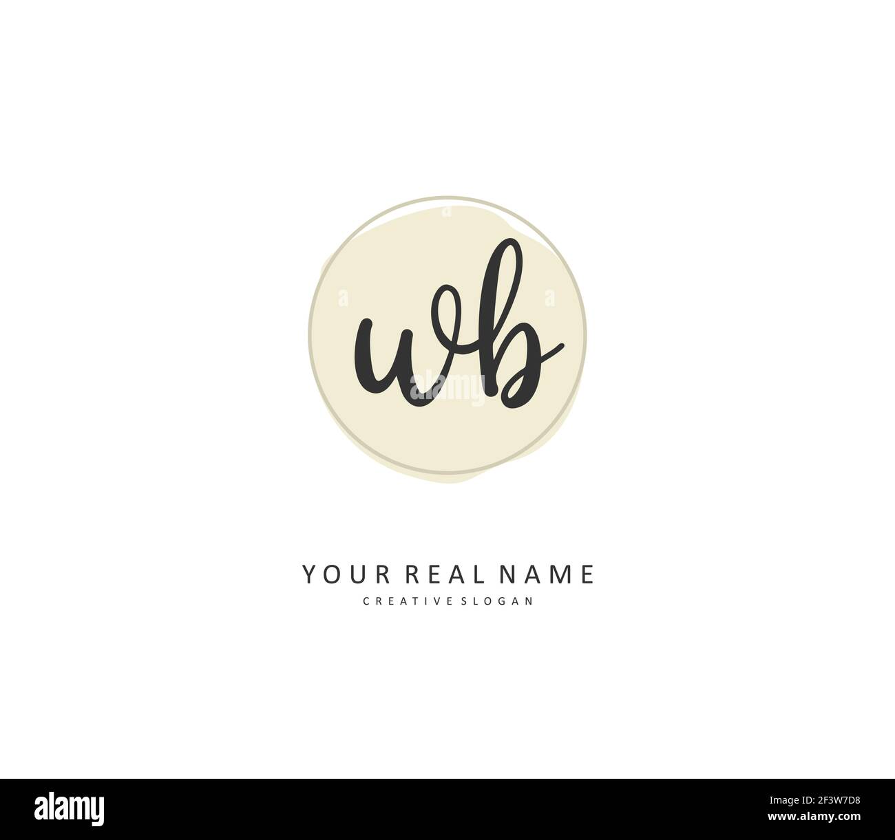 W B WB Initial letter handwriting and signature logo. A concept ...