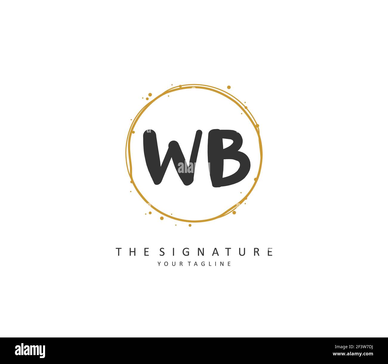 W B WB Initial letter handwriting and signature logo. A concept ...