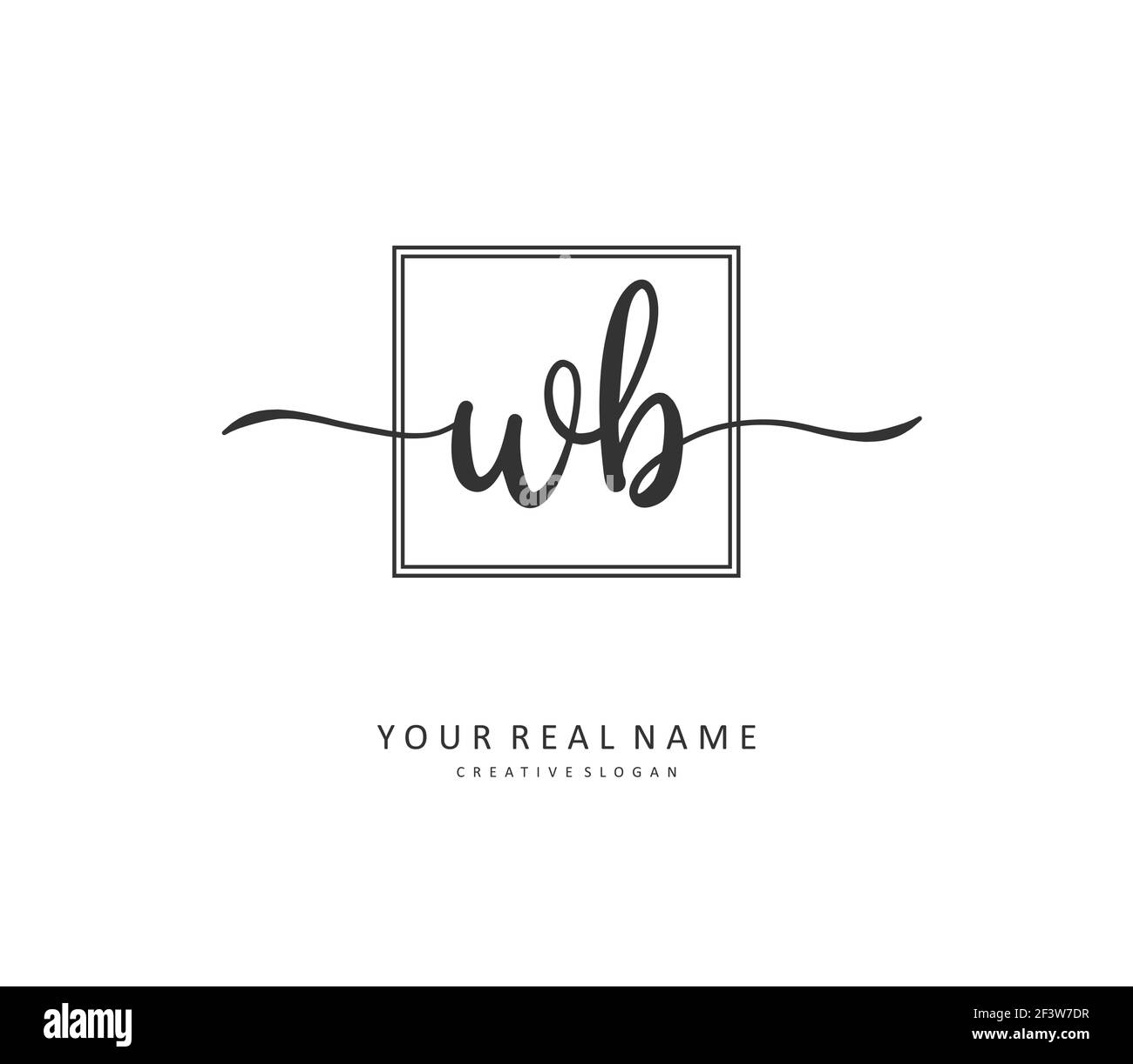 W B WB Initial letter handwriting and signature logo. A concept ...