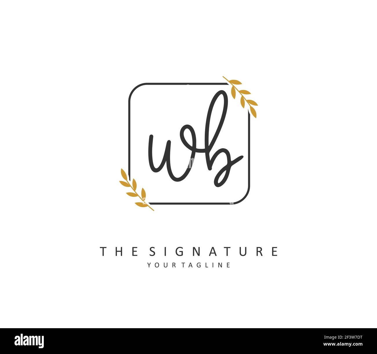 W B WB Initial letter handwriting and signature logo. A concept ...