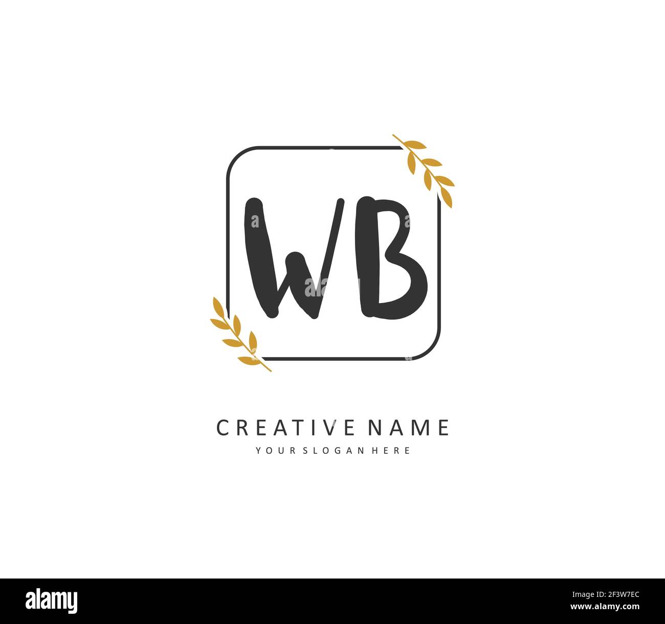 W B WB Initial letter handwriting and signature logo. A concept ...
