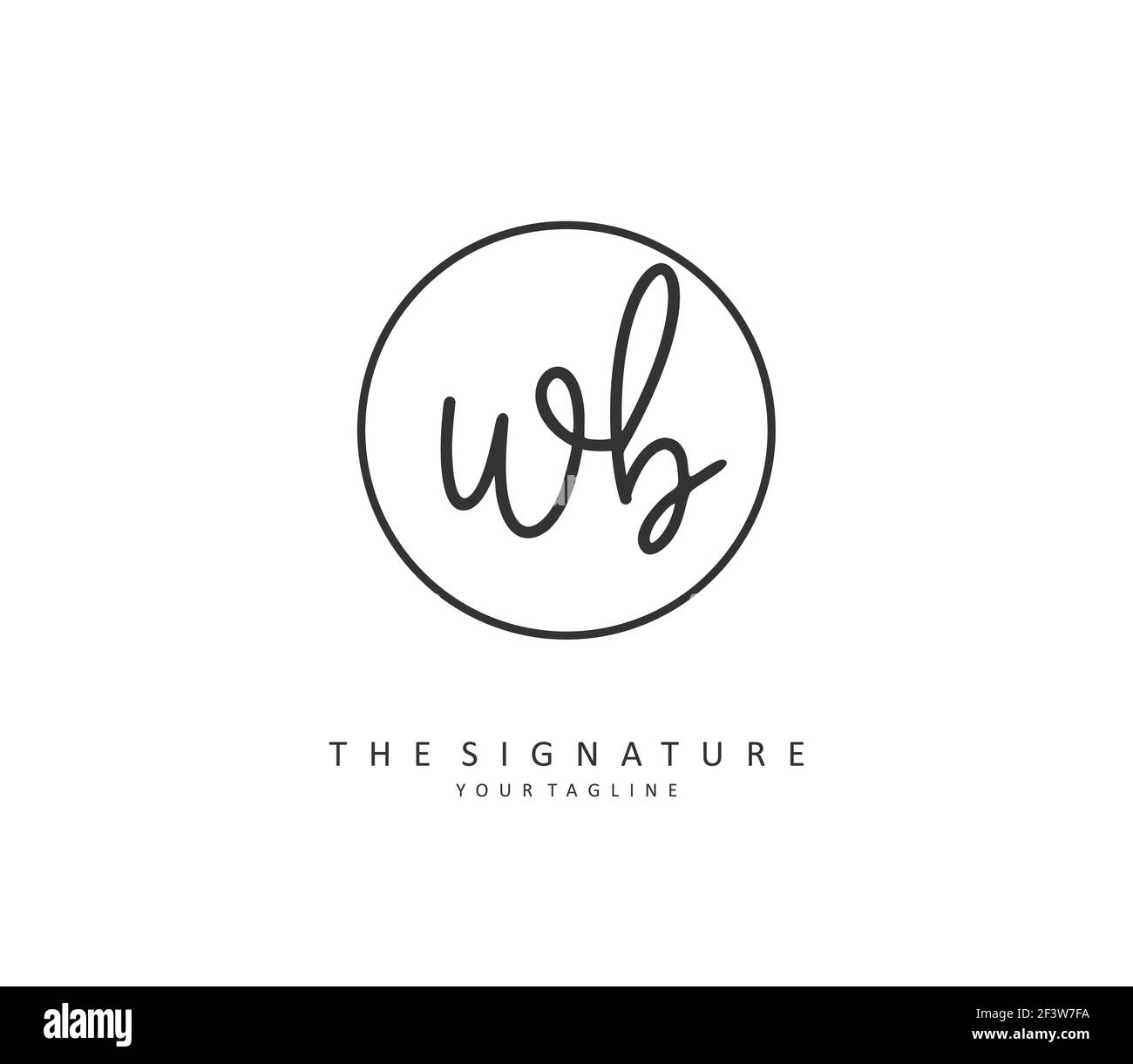 W B WB Initial letter handwriting and signature logo. A concept ...