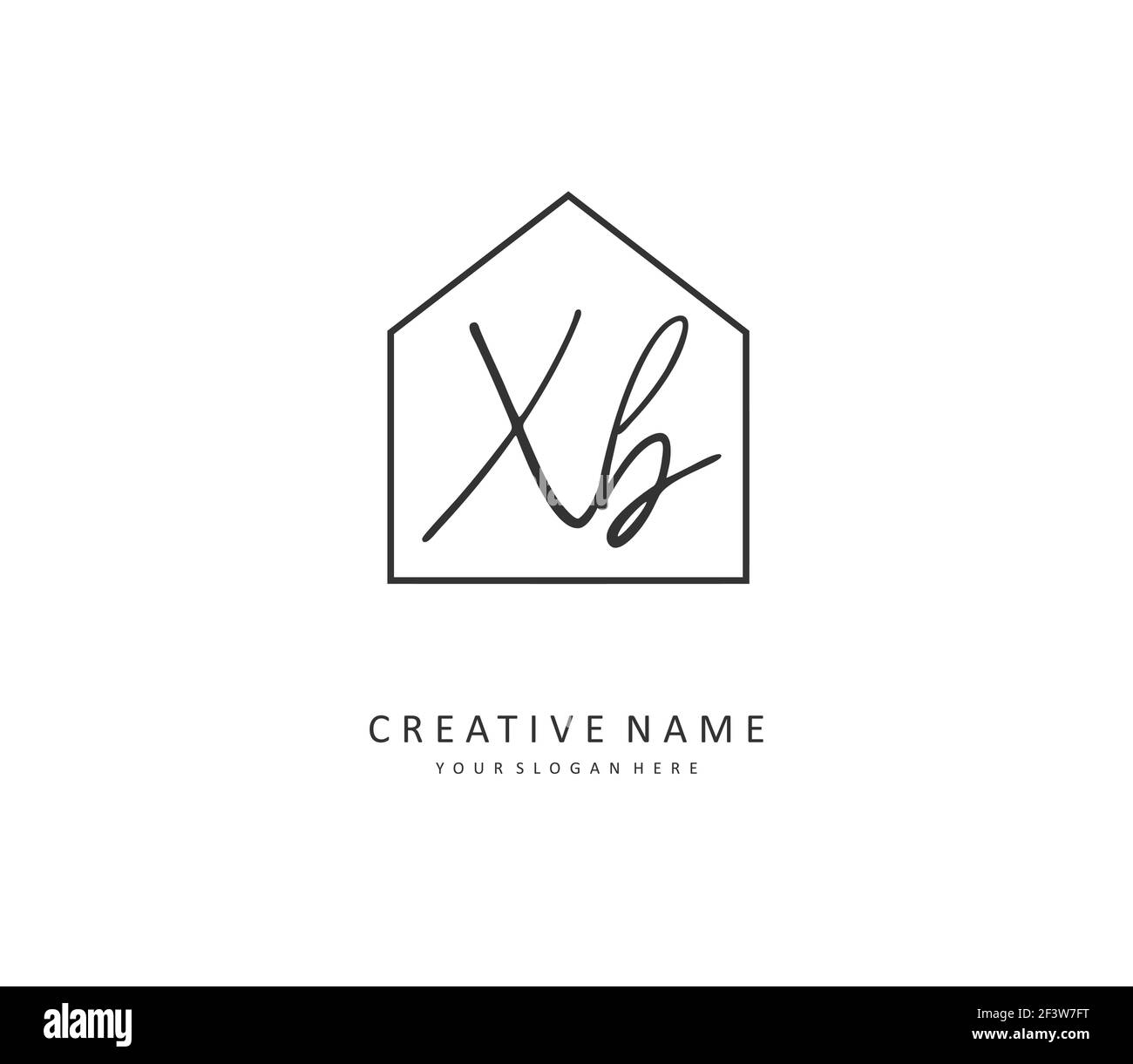 X B XB Initial letter handwriting and signature logo. A concept ...
