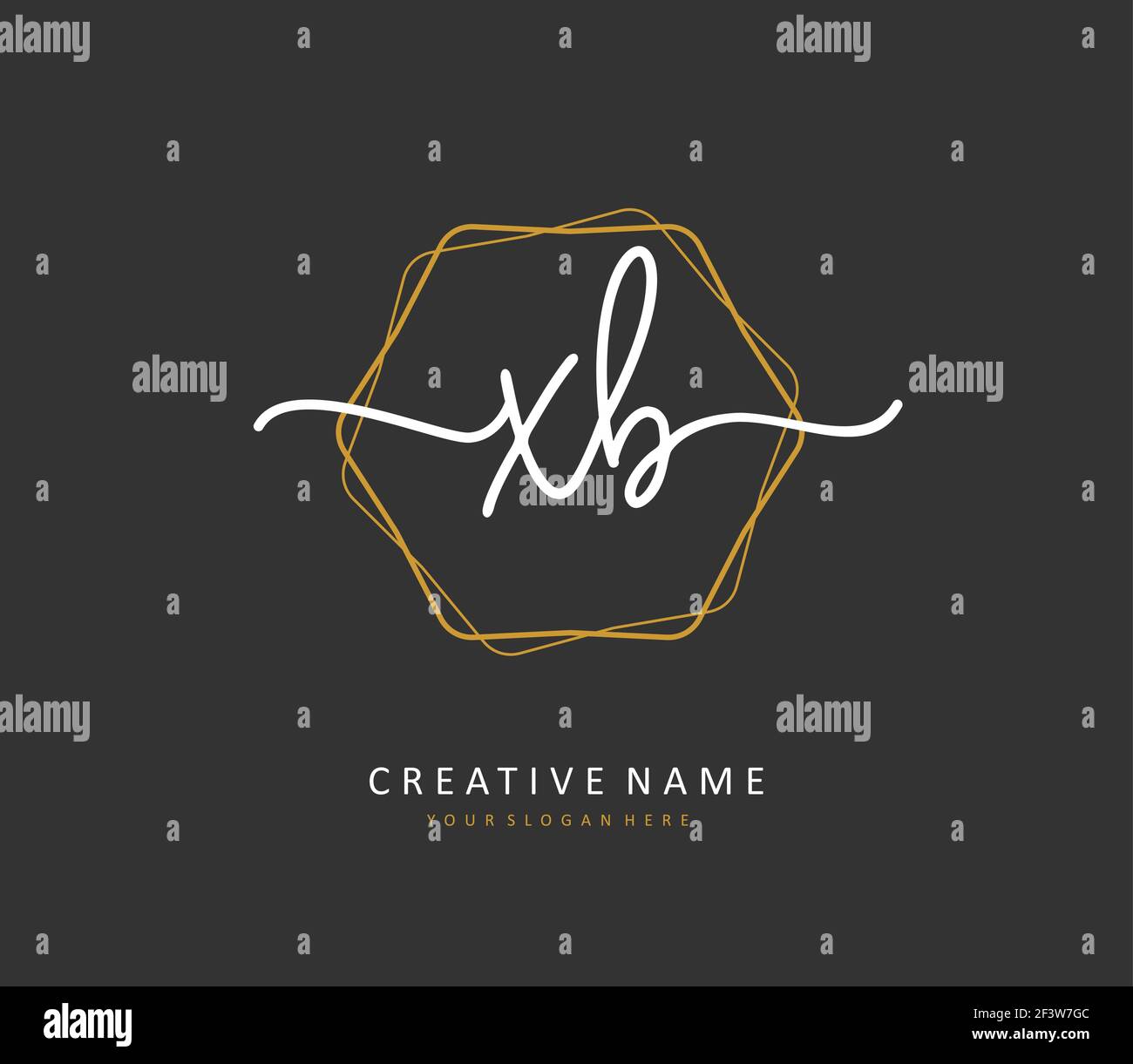 X B XB Initial letter handwriting and signature logo. A concept ...