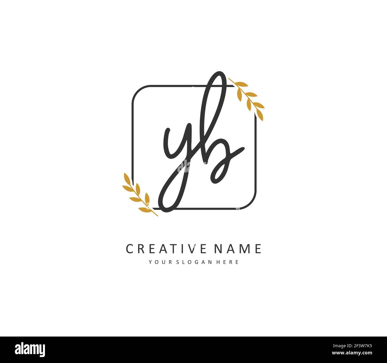 Y B YB Initial letter handwriting and signature logo. A concept ...