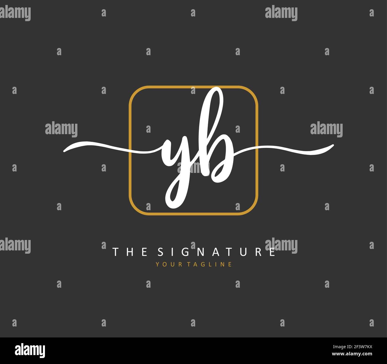 Y B YB Initial letter handwriting and signature logo. A concept ...