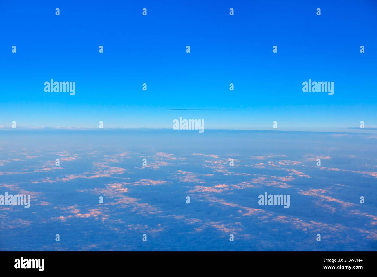 Airplane flying above horizon , view from another airplane Stock Photo ...