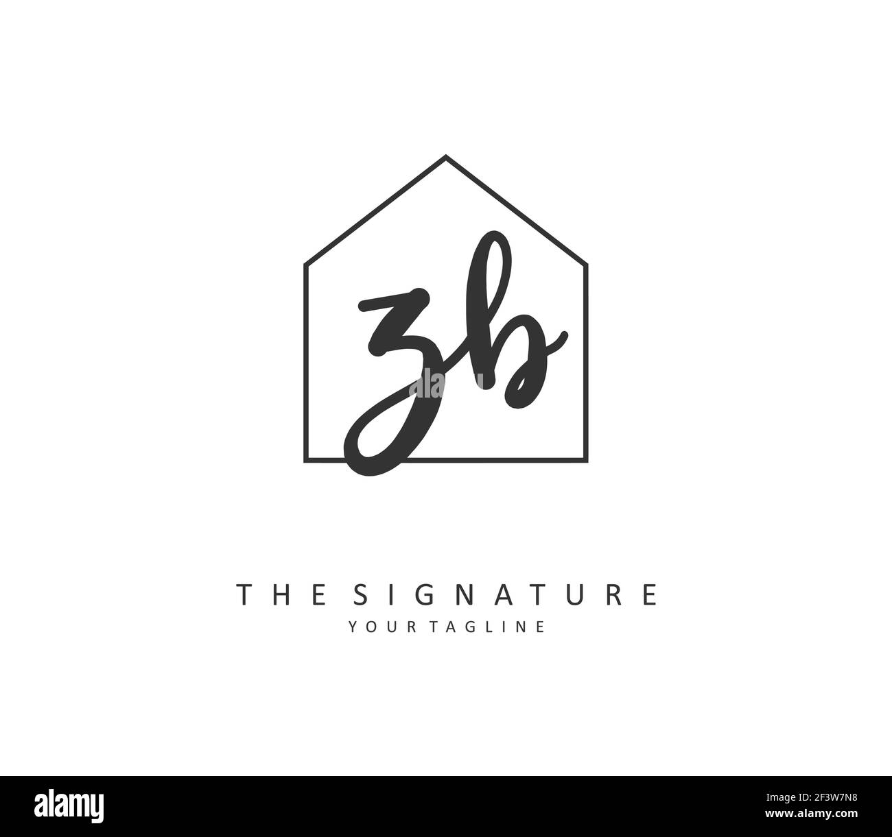 Z B ZB Initial letter handwriting and signature logo. A concept ...