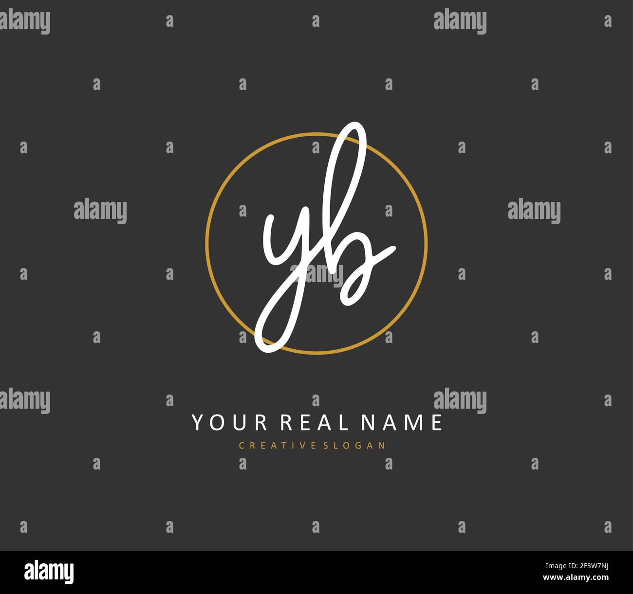 Y B YB Initial letter handwriting and signature logo. A concept ...