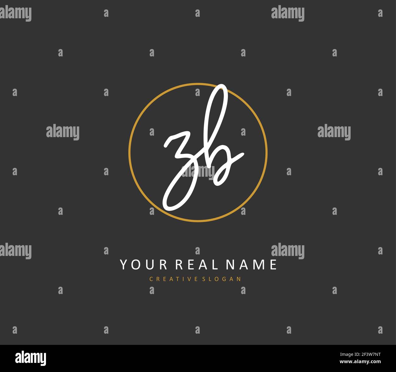 Z B ZB Initial letter handwriting and signature logo. A concept ...
