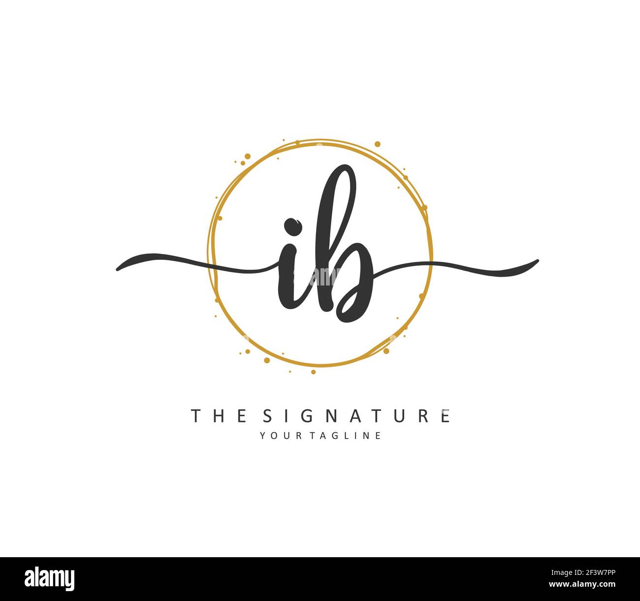 IB Initial letter handwriting and signature logo. A concept handwriting initial logo with ...