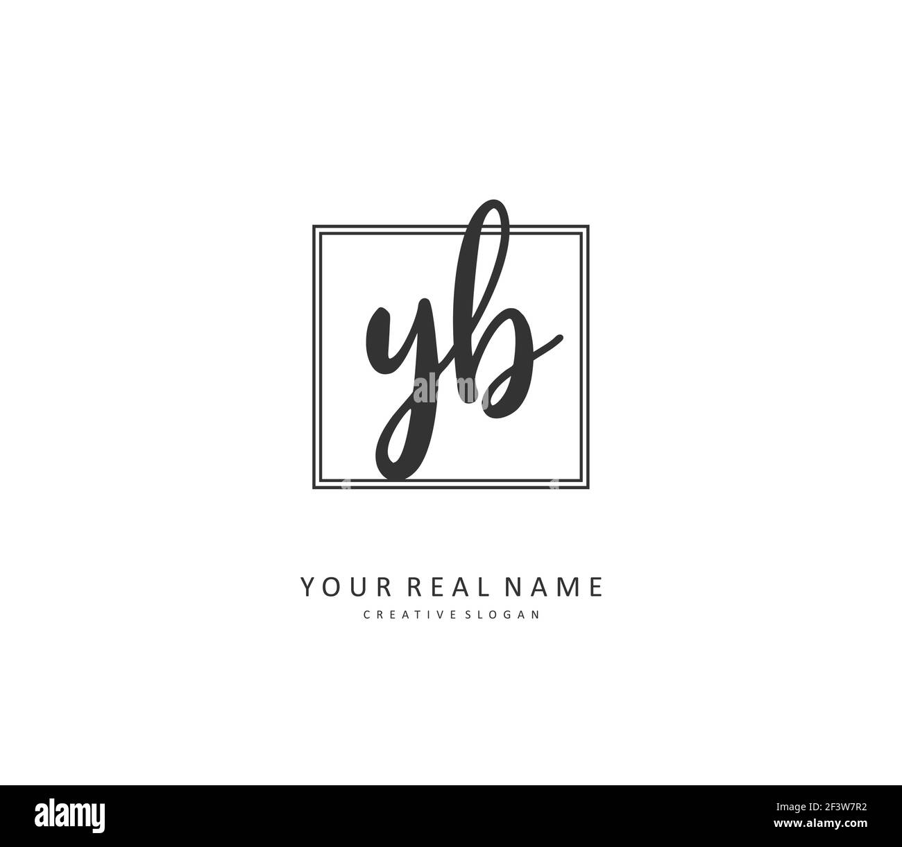 Y B YB Initial letter handwriting and signature logo. A concept ...