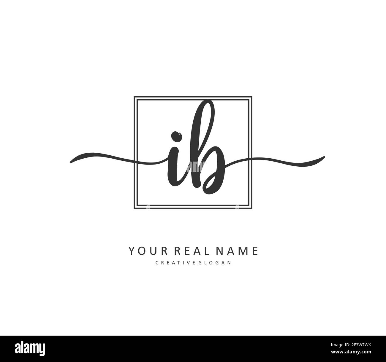 IB Initial letter handwriting and signature logo. A concept handwriting initial logo with ...