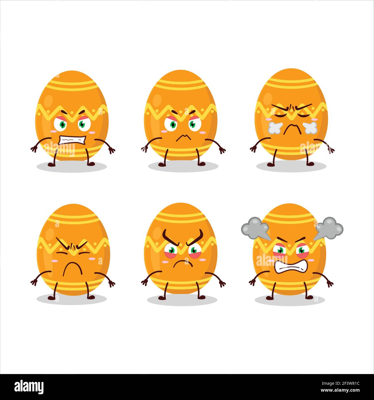 Orange easter egg cartoon character with various angry expressions ...