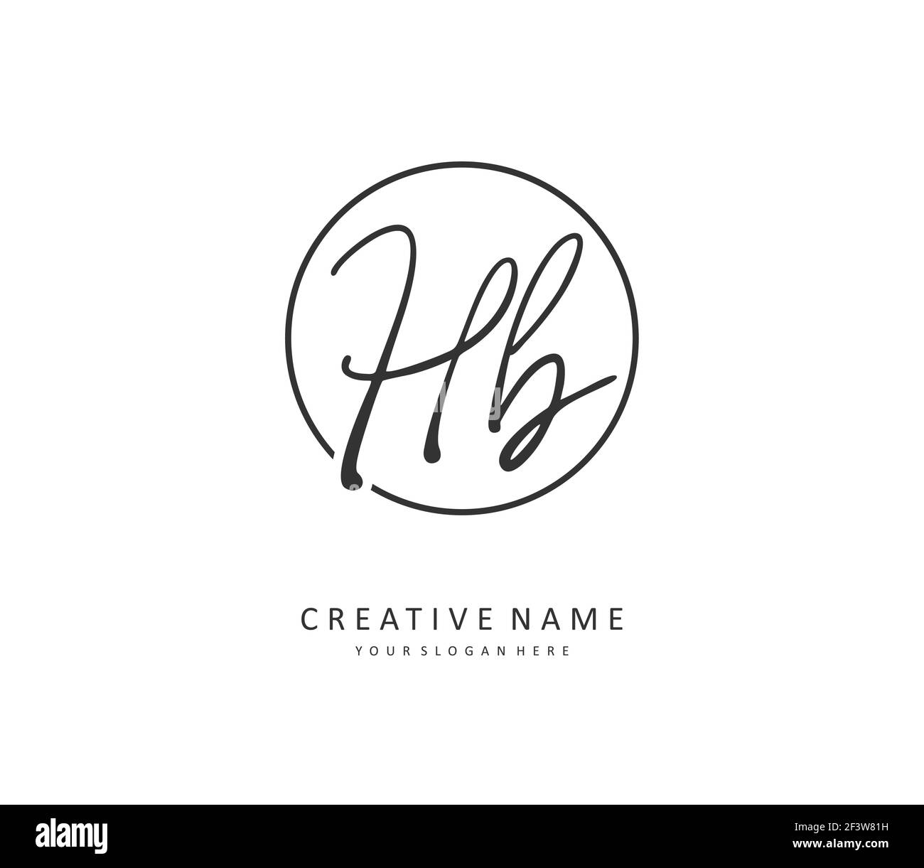H B HB Initial letter handwriting and signature logo. A concept ...