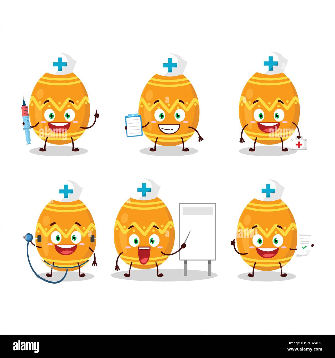 Doctor profession emoticon with orange easter egg cartoon character ...
