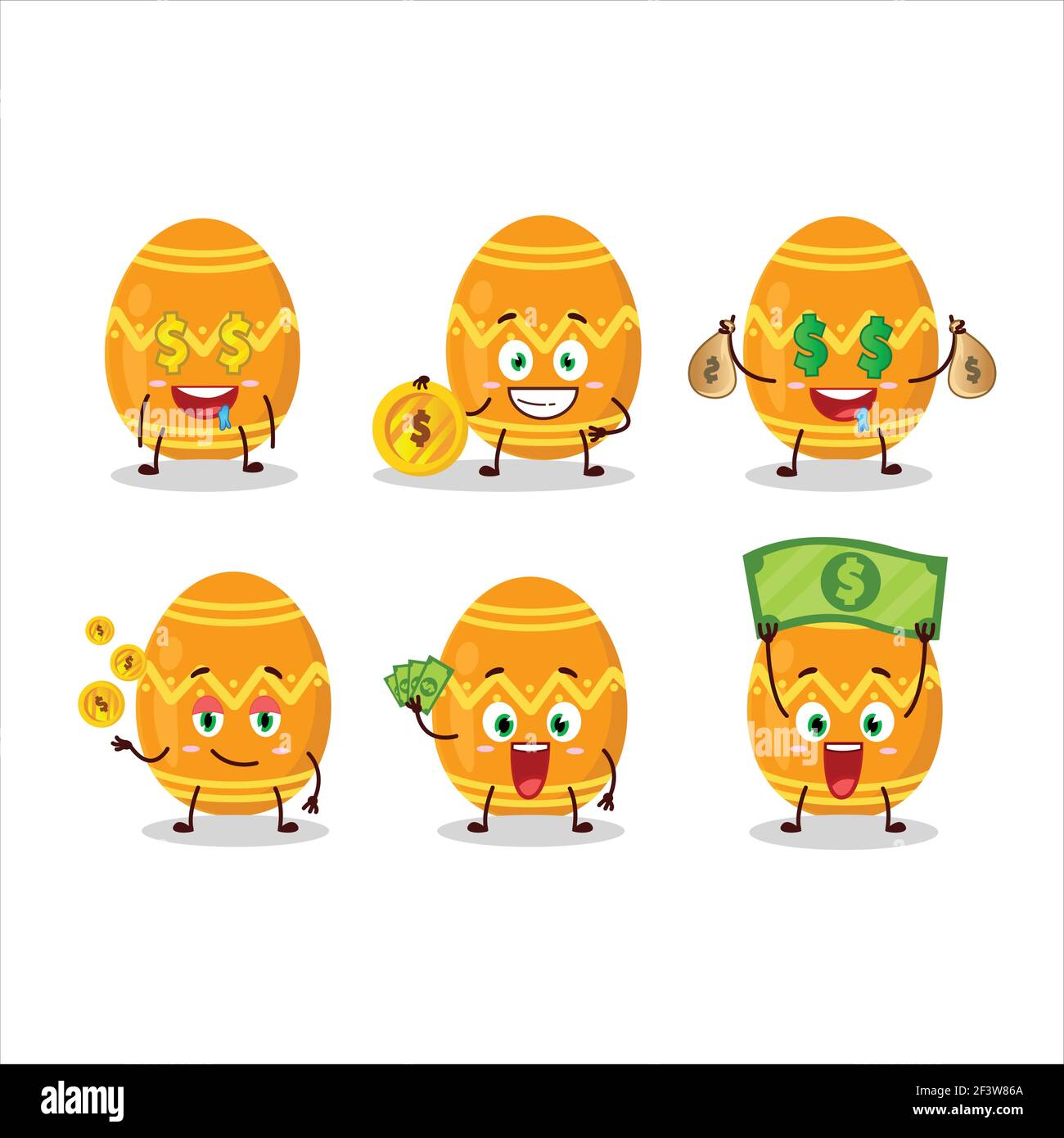 Orange easter egg cartoon character with cute emoticon bring money ...