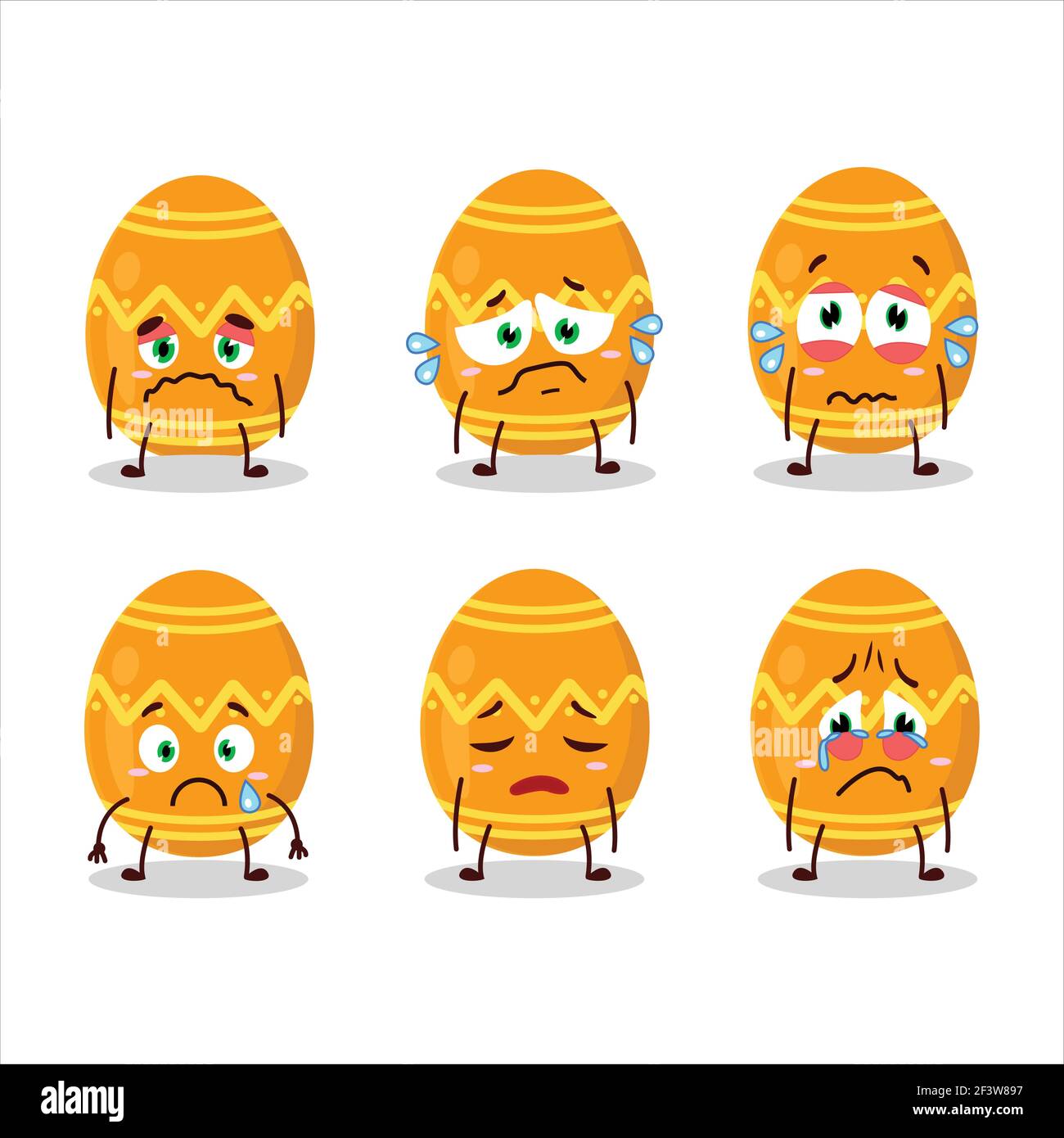 Orange easter egg cartoon character with sad expression. Vector ...