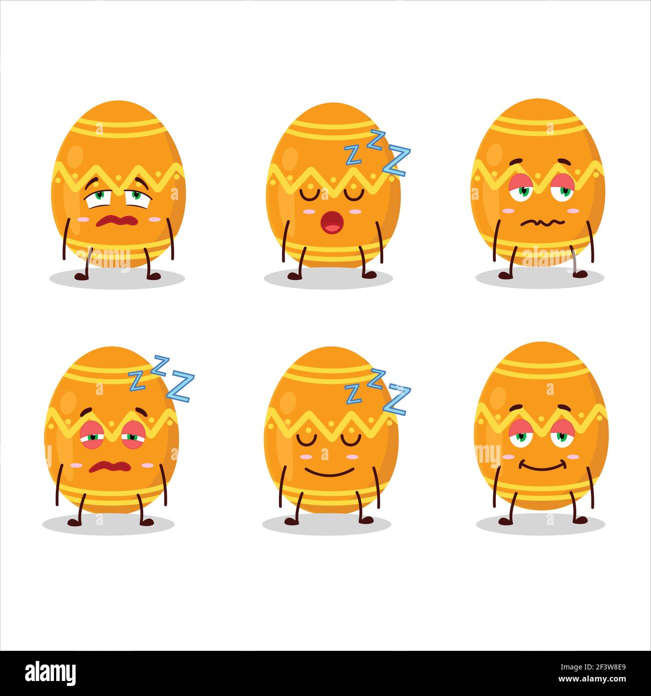 Cartoon character of orange easter egg with sleepy expression. Vector ...