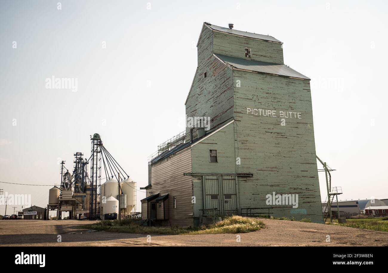 grain elevator at Picture Butte, Alberta, Canada near Lethbridge Stock ...